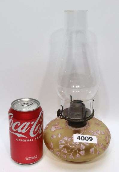 Antique Webb Cameo Glass Flowers and Butterflies Oil Lamp, Flea Bites ...