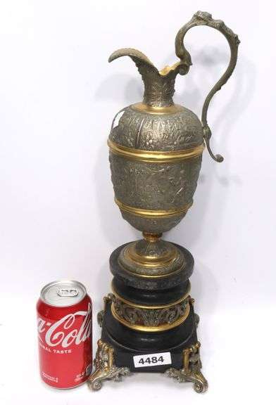 Antique Spelter Ewer with Slate Base - Dixon's Auction at Crumpton