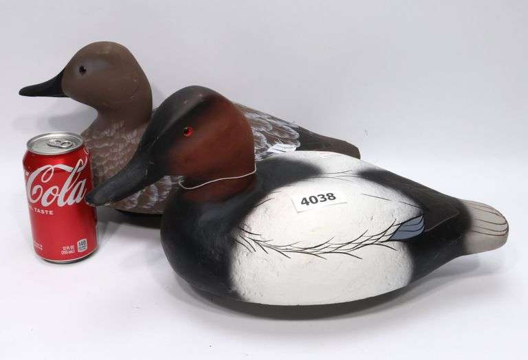Pair Michael and Susan Veasey Cork Canvasback Duck Decoys - Dixon's ...