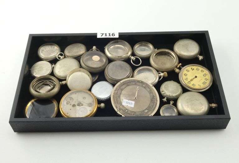 Tray Lot of Watch Cases + Parts - Dixon's Auction at Crumpton