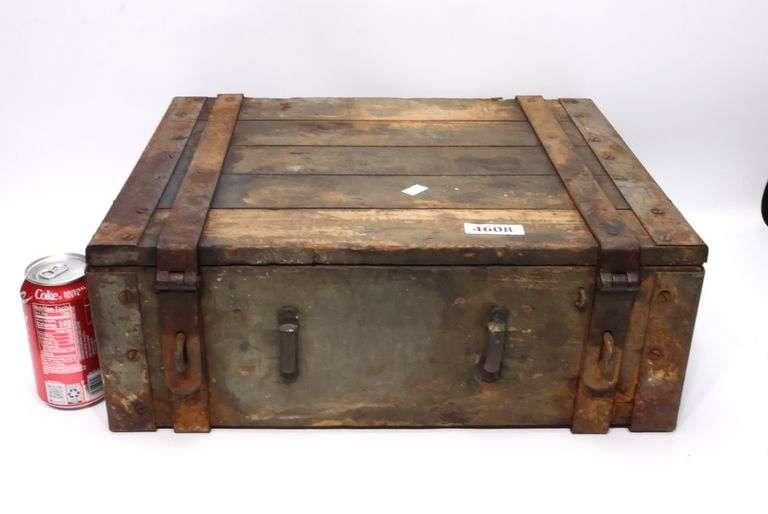 Primitive Iron Banded Strong Box - Dixon's Auction at Crumpton