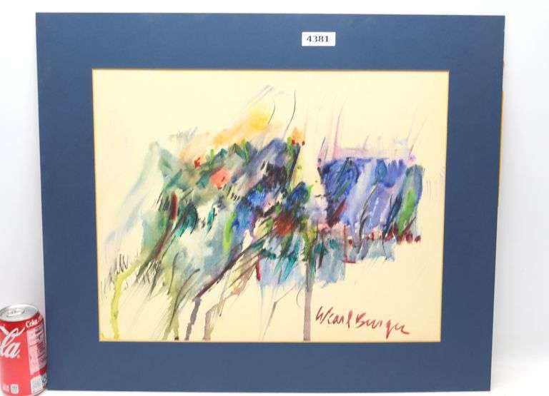 Carl Burger Abstract Expressionist Watercolor Painting - Dixon's ...
