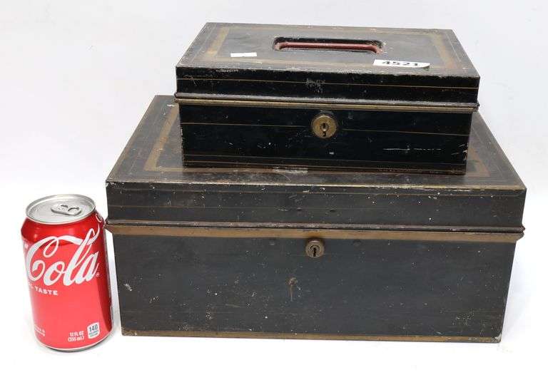 (2) Antique Tin Cash Boxes - Dixon's Auction at Crumpton