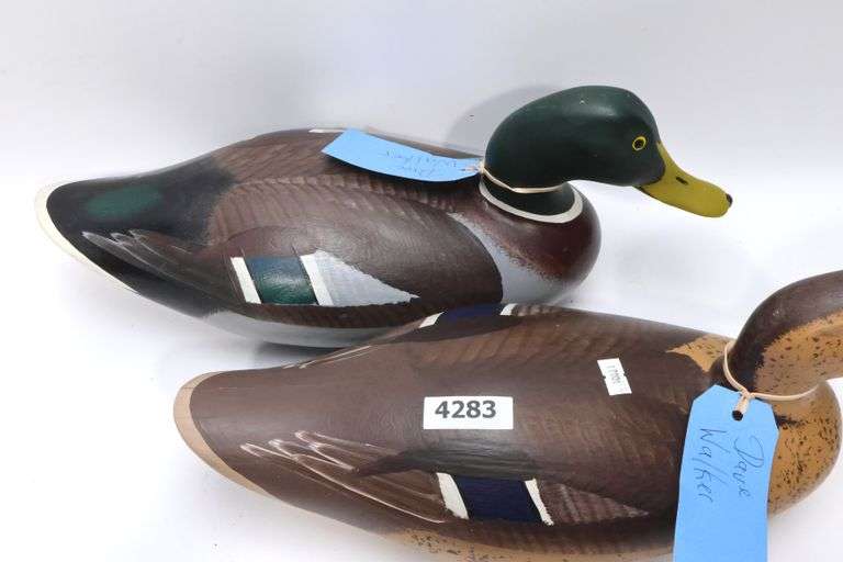Pair Dave Walker Mallard Duck Decoys - Dixon's Auction at Crumpton