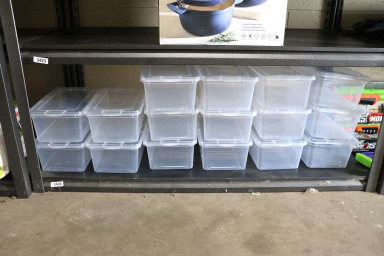 Open Box: Lot of 16 Shoe Box Size Plastic Totes with Lids, [As-Is, Item ...