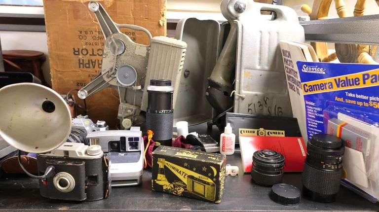 Lot of Vintage Film Cameras, Slide Projector, Polaroids - Dixon's ...