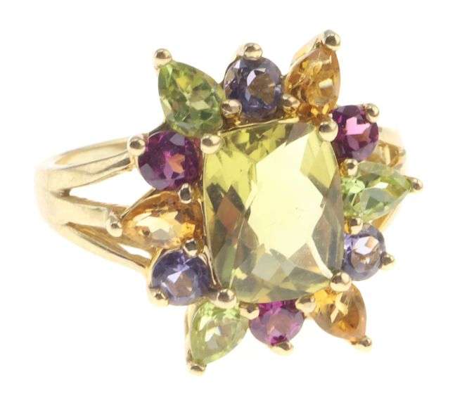 10k Gold Multi Colored Gemstone Ring 4.4g - Dixon's Auction at Crumpton