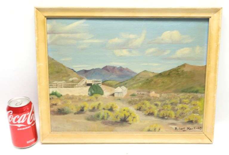 Robert Mack 1948 Regionalist Landscape Painting with the Longest Note ...