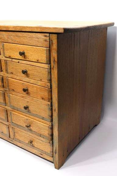 Antique Golden Oak Table-Top Case of Eighteen Drawers - Dixon's Auction ...