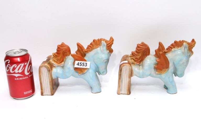 Pair Art Deco Austrian Pottery Pegasus Bookends - Dixon's Auction at ...
