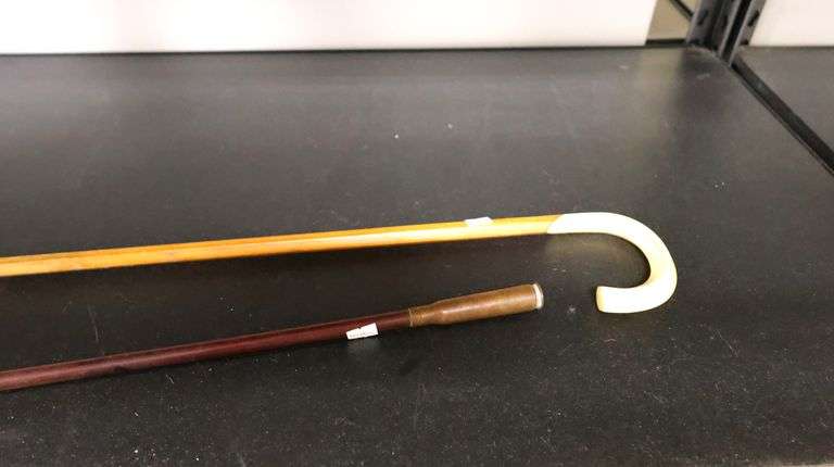 Carved Bone Handle Walking Stick & Military Trench Art Swagger Stick ...