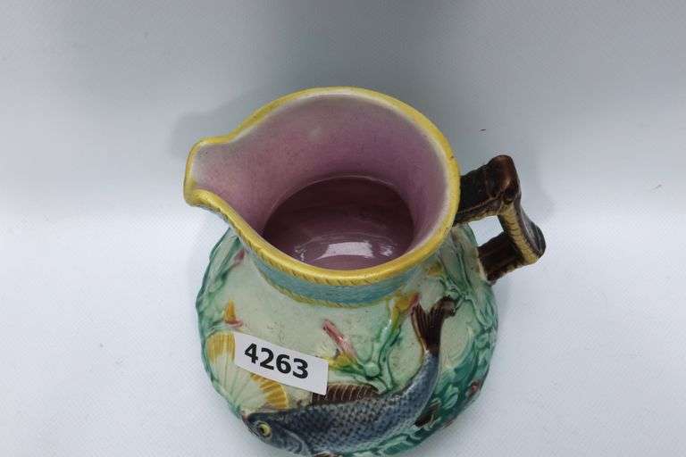 Antique Majolica Fish Pitcher - Dixon's Auction at Crumpton