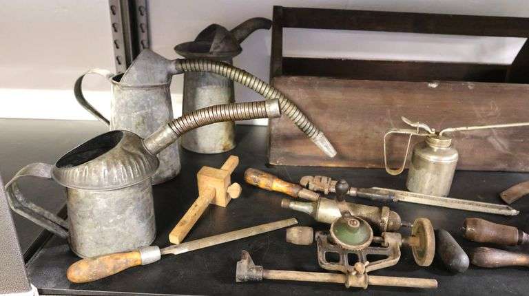 Lot of Vintage Hand Tools, Oilers, Tool Caddie, Oil Bottle - Dixon's ...