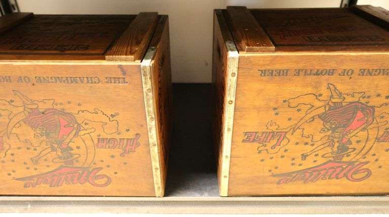 (2) Vintage Miller High Life Wooden Advertising Crates - Dixon's ...
