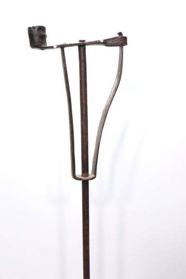 Primitive Wrought Iron Adjustable Candle Holder - Dixon's Auction at ...