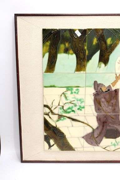 Vintage Chinese Scholars Scenic Tile Frieze - Dixon's Auction at Crumpton