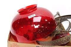 Hanging Ruby Glass Light Fixture, Chips to Shade - Dixon's Auction at ...