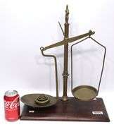 Antique Brass Balance Scale with Weights - Dixon's Auction at Crumpton