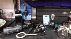 Lot of Fishing Reels, Tackle & Box, Fish Finder Etc. - Dixon's Auction ...