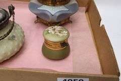 (3) Antique Wavecrest Dresser Boxes, Crown Milano Sweetmeat, Dresser Jars Have Nakara Marks ...