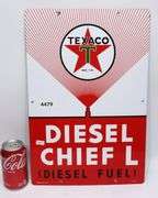 Texaco Diesel Chief L Porcelain Sign - Dixon's Auction at Crumpton