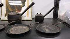 Lot of Vintage Cast Iron Griddle Skillets & Pots, Signed Bison Portrait ...