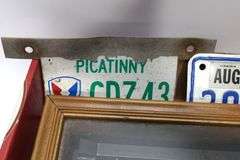 (5) Picatinny Arsenal Shadow Box Display, Signs, License Plates, Etc ...