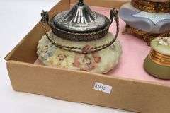 (3) Antique Wavecrest Dresser Boxes, Crown Milano Sweetmeat, Dresser Jars Have Nakara Marks ...