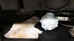 Lot of Vintage Carved Alabaster Animals, Milk Glass Floral Vases ...