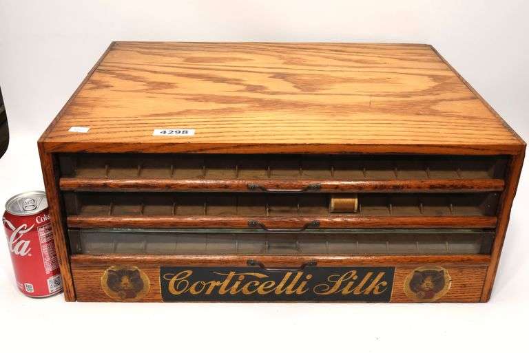 Corticelli Silk Oak Spool Cabinet - Dixon's Auction at Crumpton