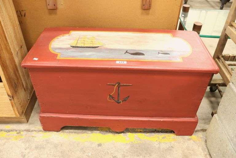 Modern Nautical Painted Trunk - Dixon's Auction at Crumpton