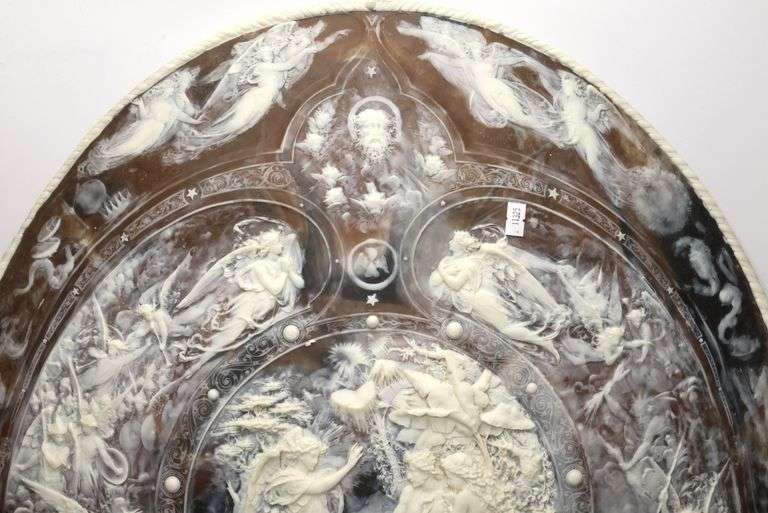 Vintage Allegorical Scenes Incolay Shield Wall Plaque - Dixon's Auction ...