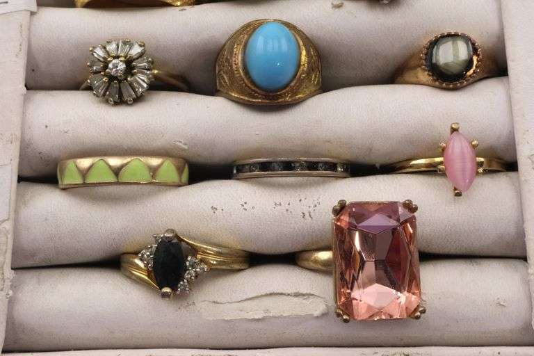 2 Trays Assorted Costume Jewelry Rings - Dixon's Auction at Crumpton