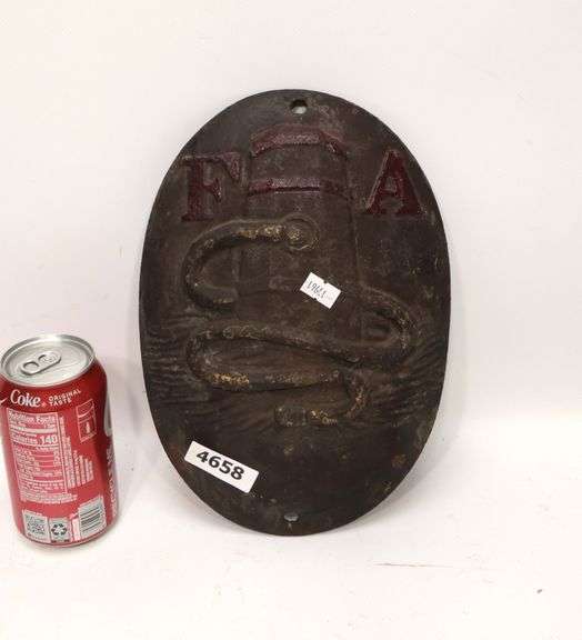 Antique Cast Iron Fire Mark Plaque - Dixon's Auction at Crumpton
