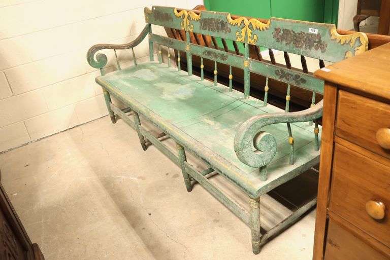 Pennsylvania Paint-Decorated Half Spindle Deacon's Bench - Dixon's ...