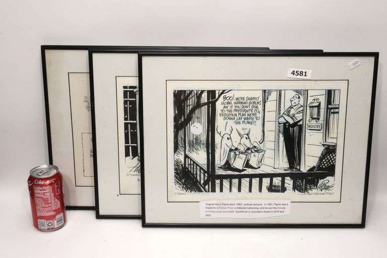 (3) Henry Payne Political Cartoon Illustrations - Dixon's Auction at ...