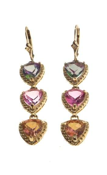 14k Gold Multi Colored Topaz Leverback Earrings 7.2g - Dixon's Auction ...