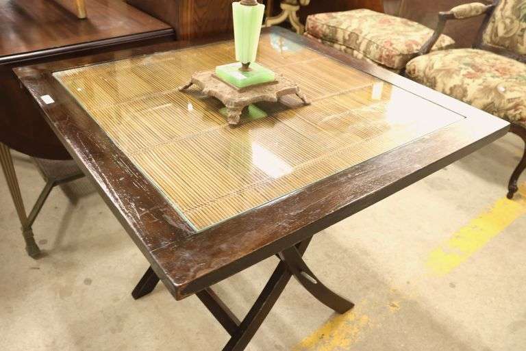 Modern Glass Top Folding Table - Dixon's Auction at Crumpton