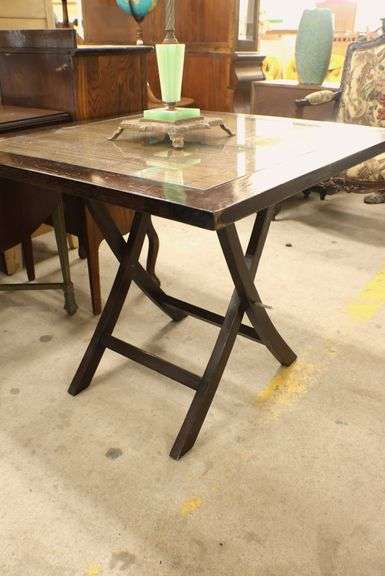 Modern Glass Top Folding Table - Dixon's Auction at Crumpton