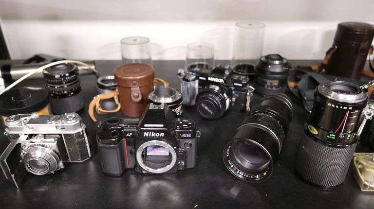 Lot of Vintage Film Cameras, Lenses, Antique Tintype Photo - Dixon's ...