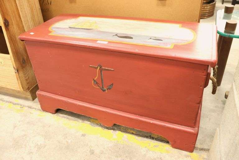 Modern Nautical Painted Trunk - Dixon's Auction at Crumpton