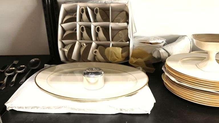 Lot of Lenox Mansfield Gold Rim China Dishes - Dixon's Auction at Crumpton