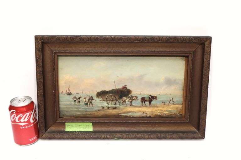 Paul Jean Clays Oil on Board Landscape Painting of Beachcombers - Dixon ...