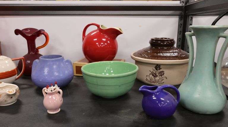 Lot of Vintage Art Pottery Vessels, Ball Pitcher, Art Glass Pitcher ...