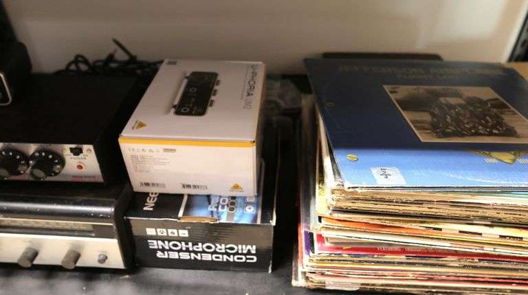 Lot of Vintage Record Albums, Computer Keyboards, Pre-Amp, Microphone ...
