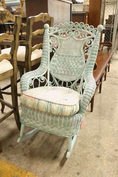 Victorian Wicker Rocker in Later Paint - Dixon's Auction at Crumpton