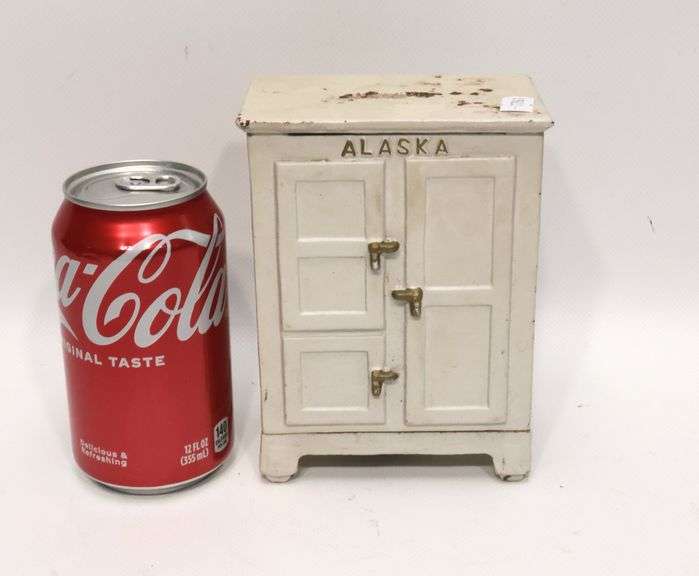 Reproduction Cast Iron Alaska Ice Box Still Bank - Dixon's Auction at ...