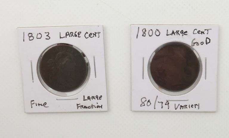 (2) U.S. Large Cents. 1800 & 1803 - Dixon's Auction at Crumpton