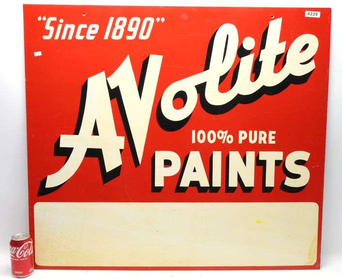 Vintage Avolite Paints Metal Advertising Sign - Dixon's Auction at Crumpton