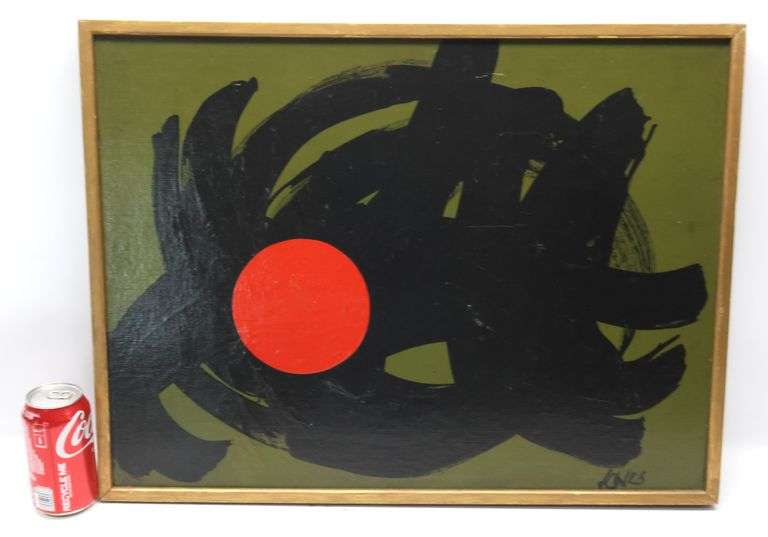 MCM Abstract Expressionist Painting Signed Jones - Dixon's Auction at ...